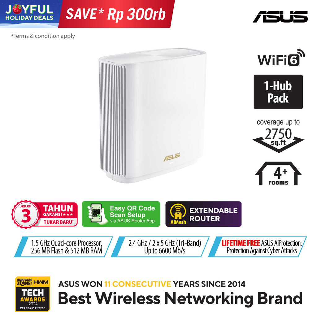 Jual ASUS ROUTER ZENWIFI AX XT8 AX6600 TRI-BAND MESH WIFI 6 WITH AI ...