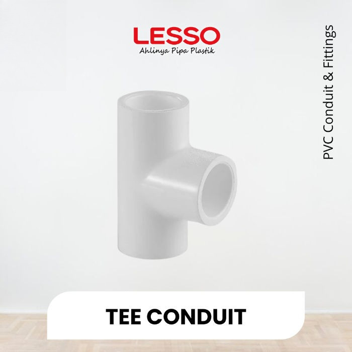 Jual Tee Conduit dn 20mm fitting pipa Lesso PVC conduit pipa listrik ...