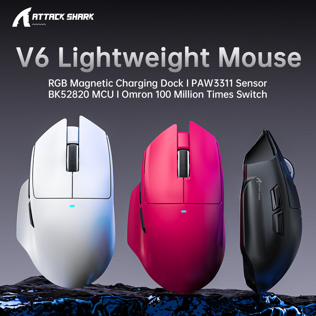 Jual ATTACK SHARK V6 Gaming Mouse Bluetooth Wireless Connection,PAW3311 ...