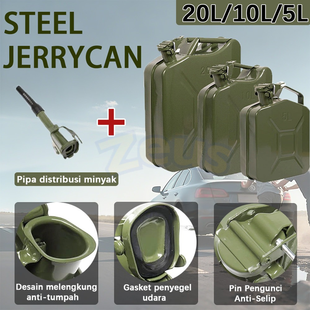 Jual [Ready]COD 5/10/20L JERIGEN BESI BENSIN SOLAR JERRYCAN CARBON ...