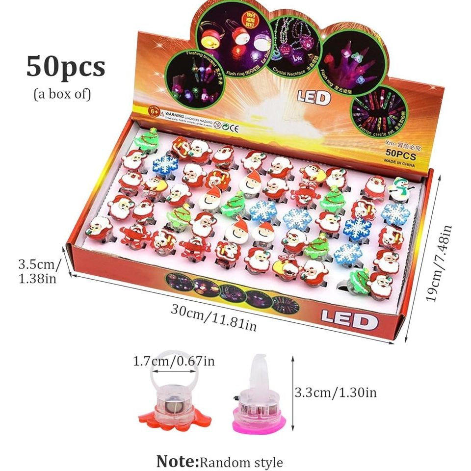 Jual 20/50pcs Christmas LED Flashing Rings LED Ring Light Toy, Flashing ...
