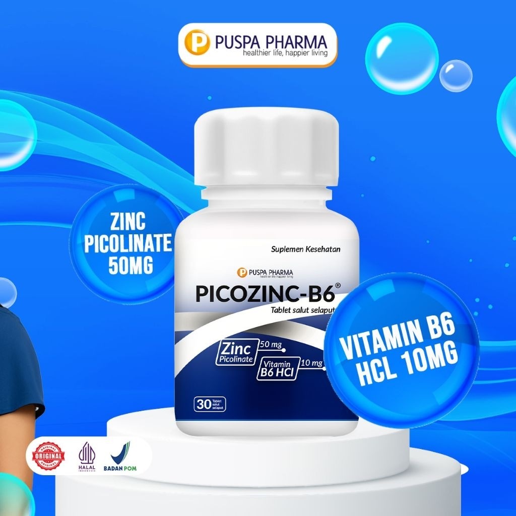 Jual PUSPA PICOZINC + B6 - Zinc Picolinate 50mg + B6 HCL 10 Mg - 30 ...