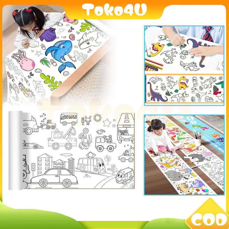 Jual 3 meter graffiti scroll kertas mewarnai jumbo anak/kertas mewarnai ...