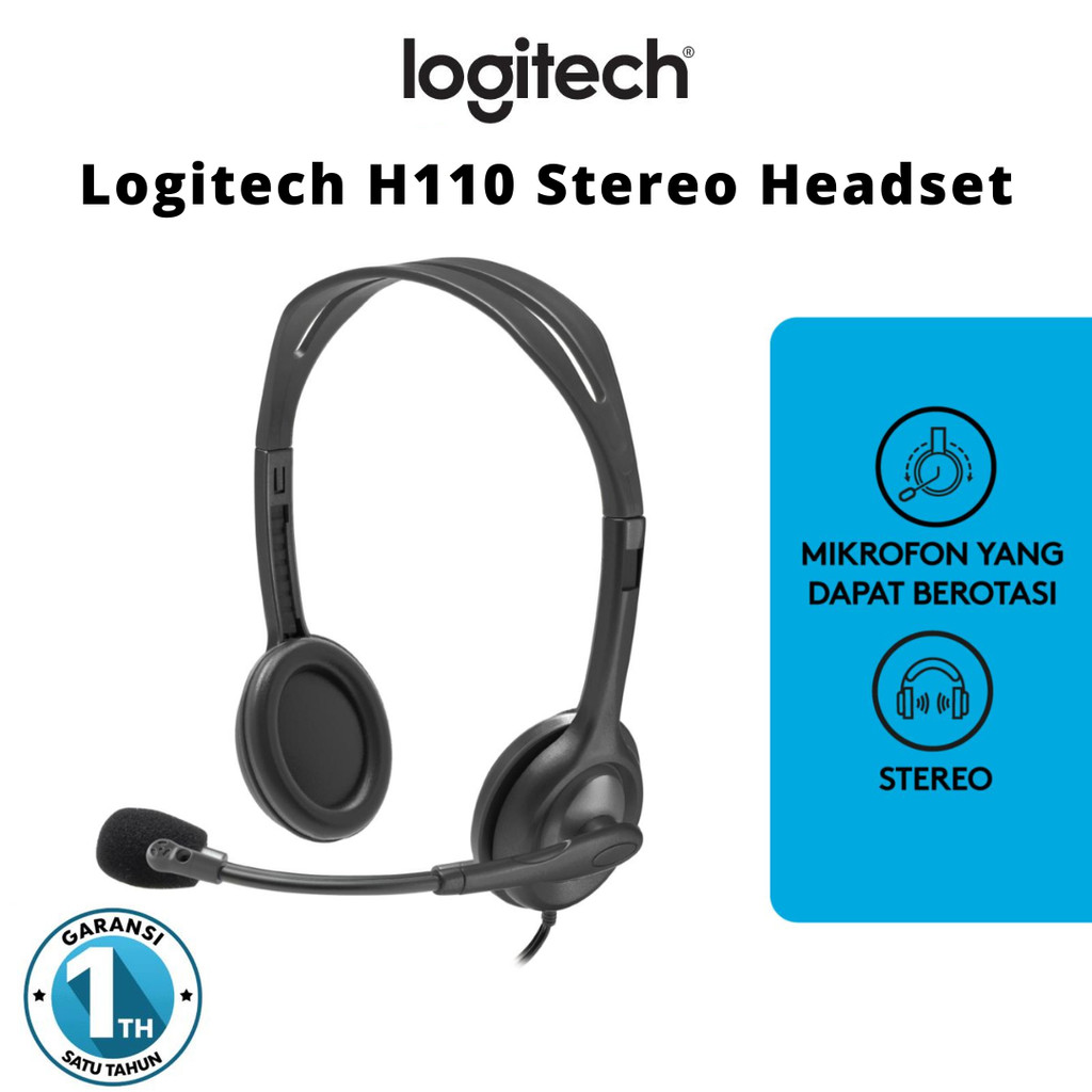 Jual LOGITECH H110 Stereo Headset Dual Plug | Shopee Indonesia