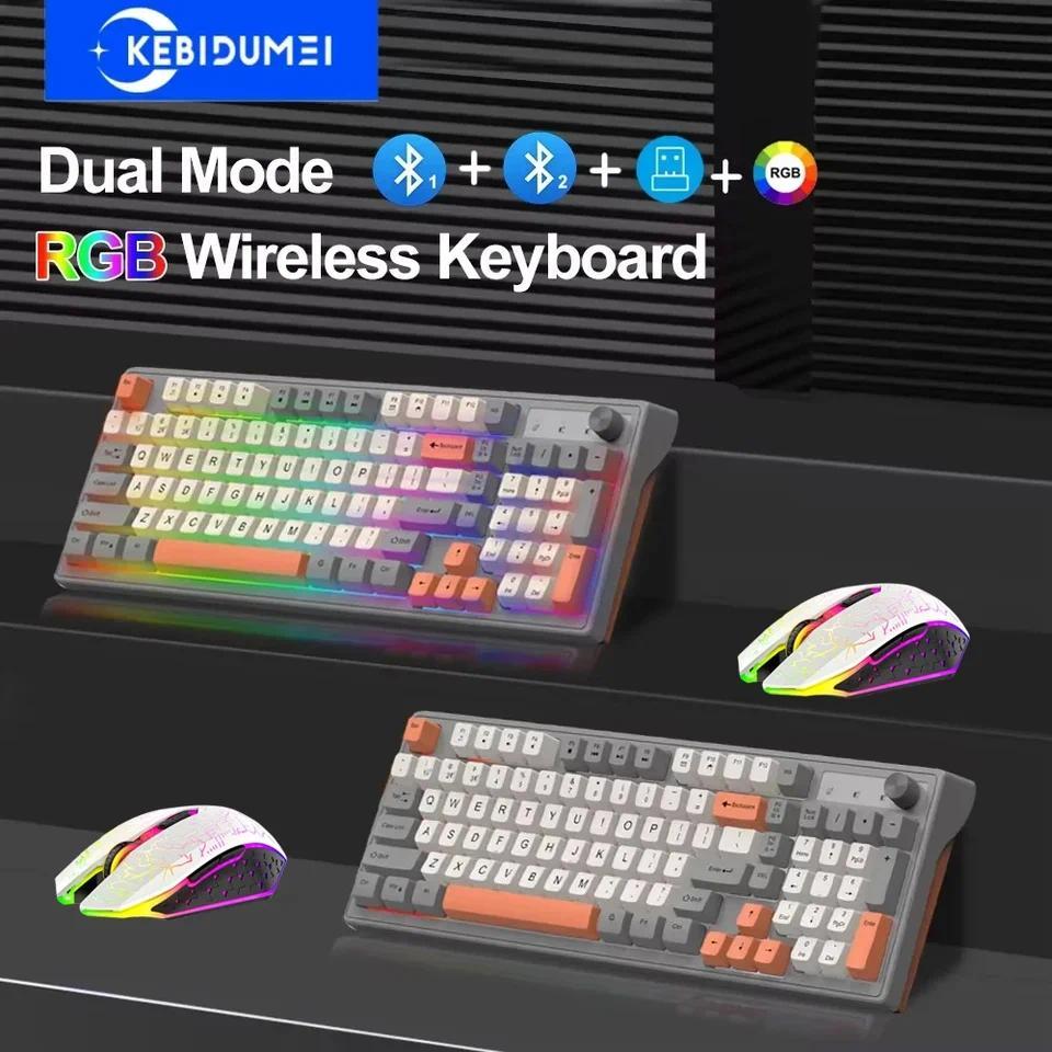 Jual Dual-Mode Wireless Keyboard and Mouse Set 2.4G Dual Bluetooth ...