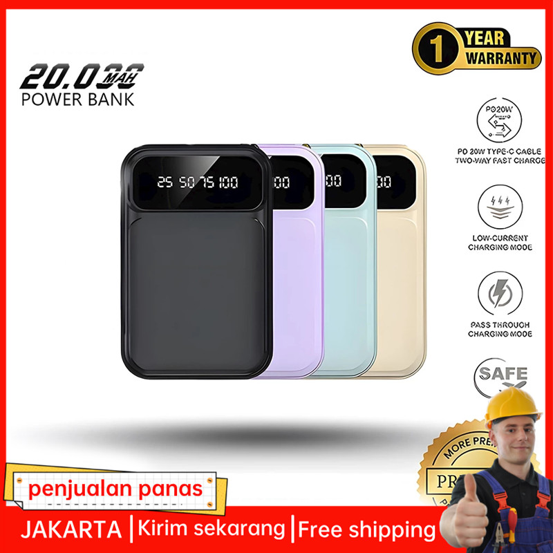 Jual PowerBank 20000mAh Mini Fast Charging Dual Input Port Type C Micro ...