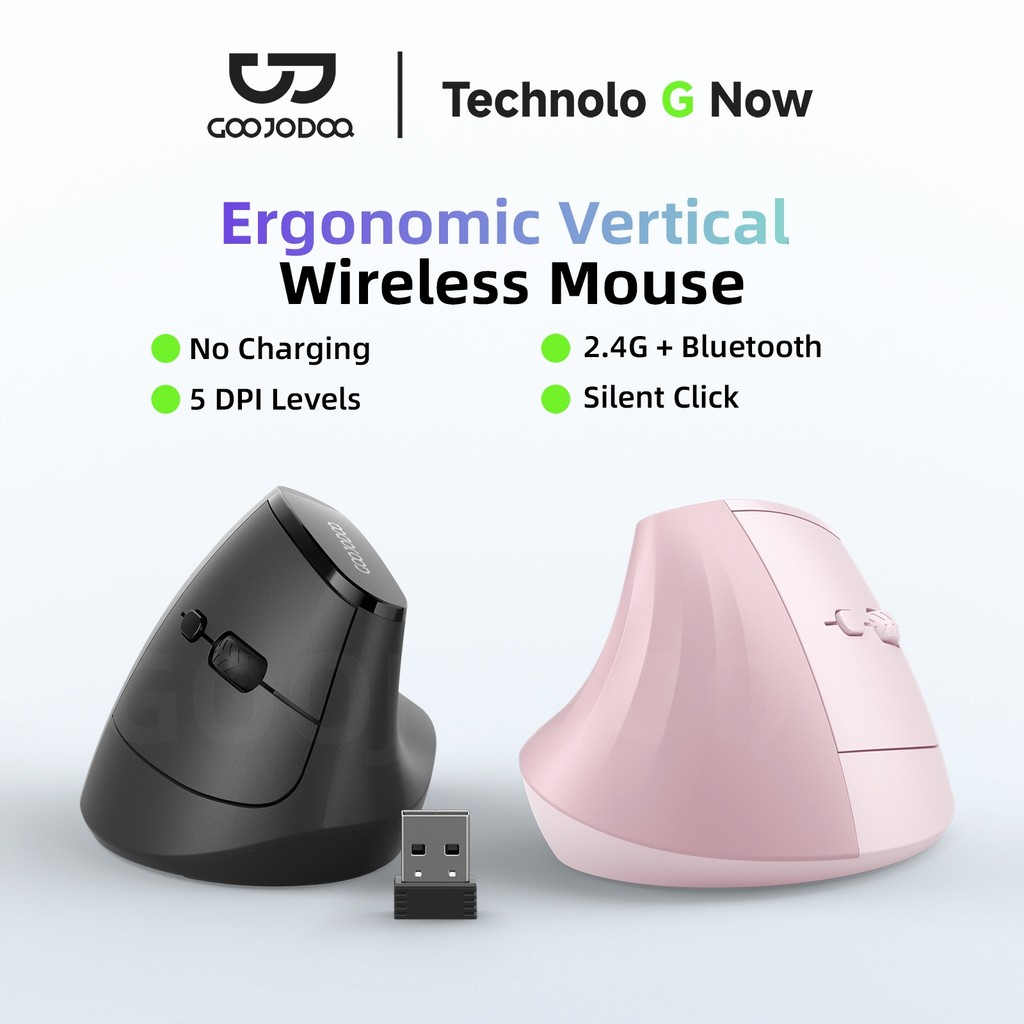 Jual GOOJODOQ Wireless Mouse Quiet Dual-mode Ergonomic Vertical Angle 5 ...