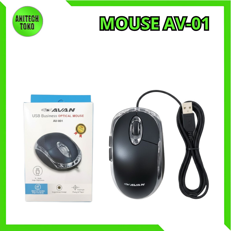 Jual [anitech_toko] Mouse Optical AVAN MOUSE AV-01 Usb Kabel | Shopee ...