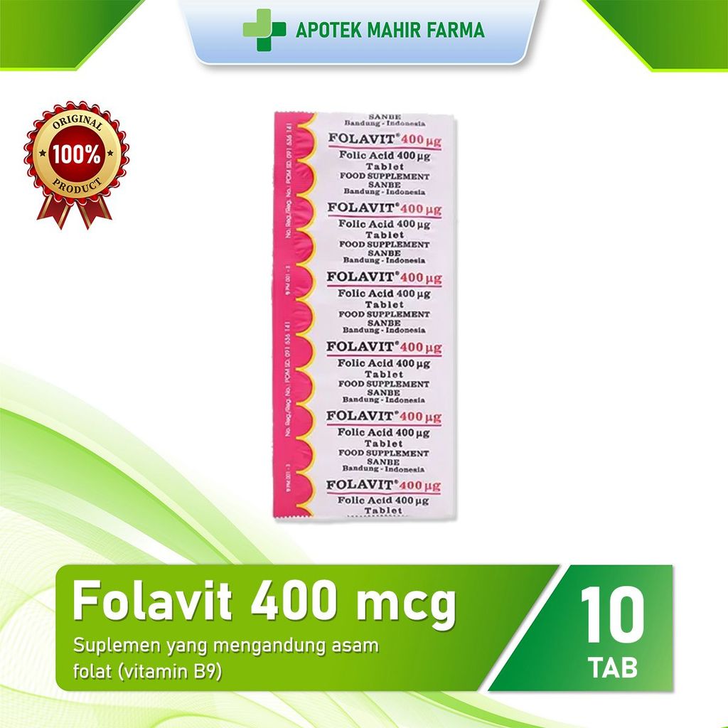 Jual Folavit 400 mcg Strip isi 10 Tablet - Suplemen Asam Folat Ibu ...