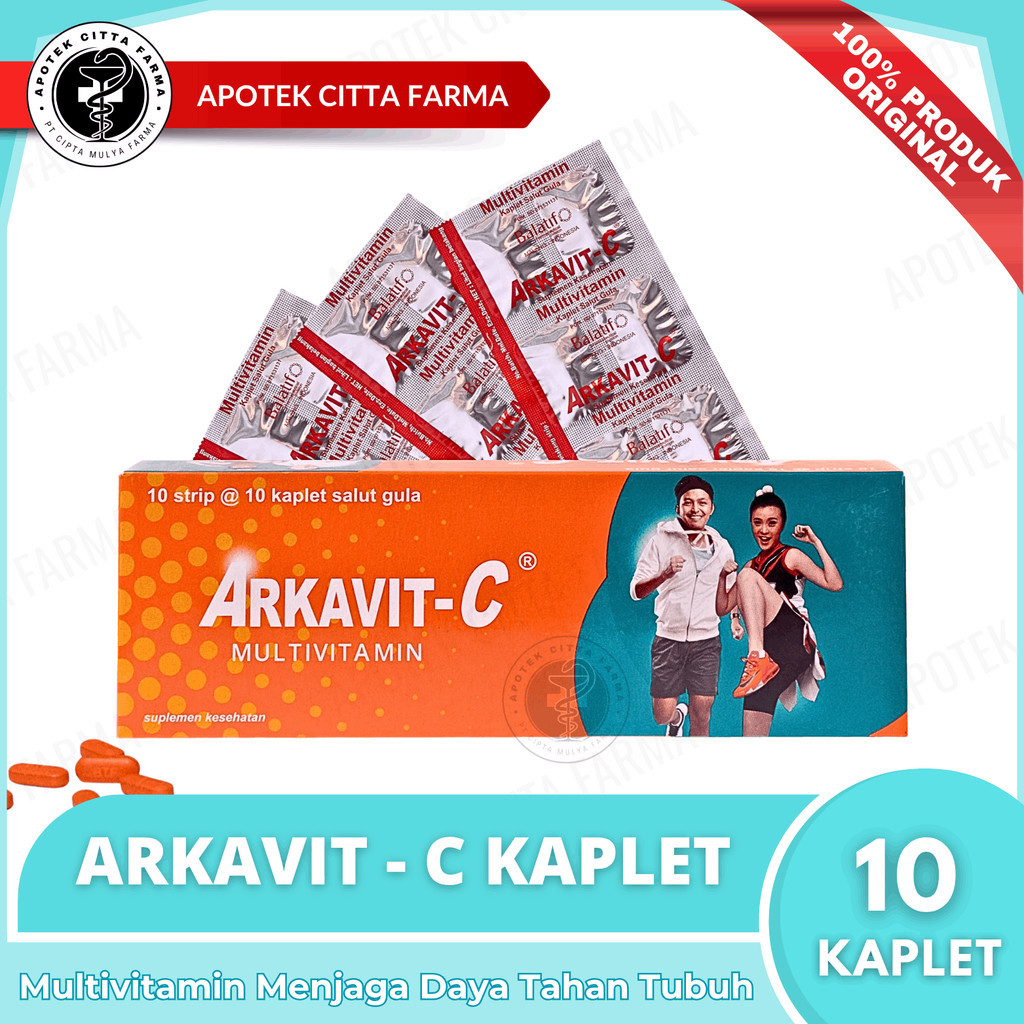 Jual ARKAVIT-C Kaplet Per 1 strip @ 10 kaplet salut gula - Multivitamin ...