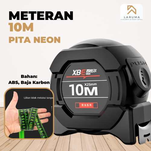 Jual Meteran 10 Meter Pita Neon Kunci Otomatis Meteran Tukang Measuring ...