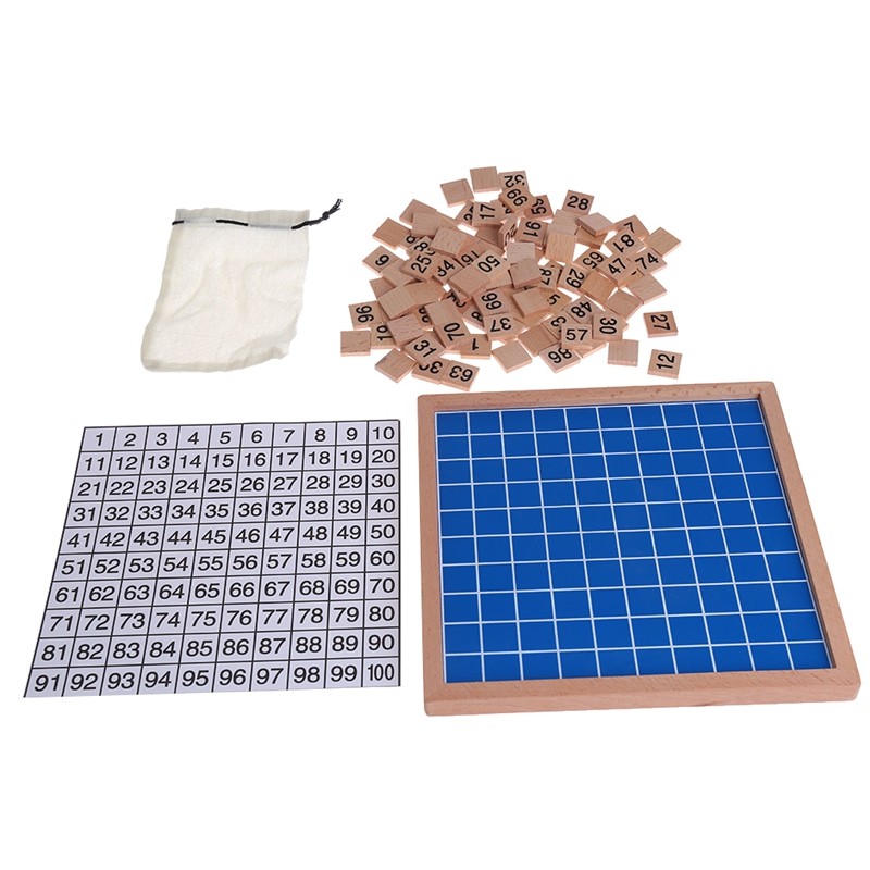 Jual Wooden Montessori Hundred Board Math 1 to 100 Consecutive Numbers ...
