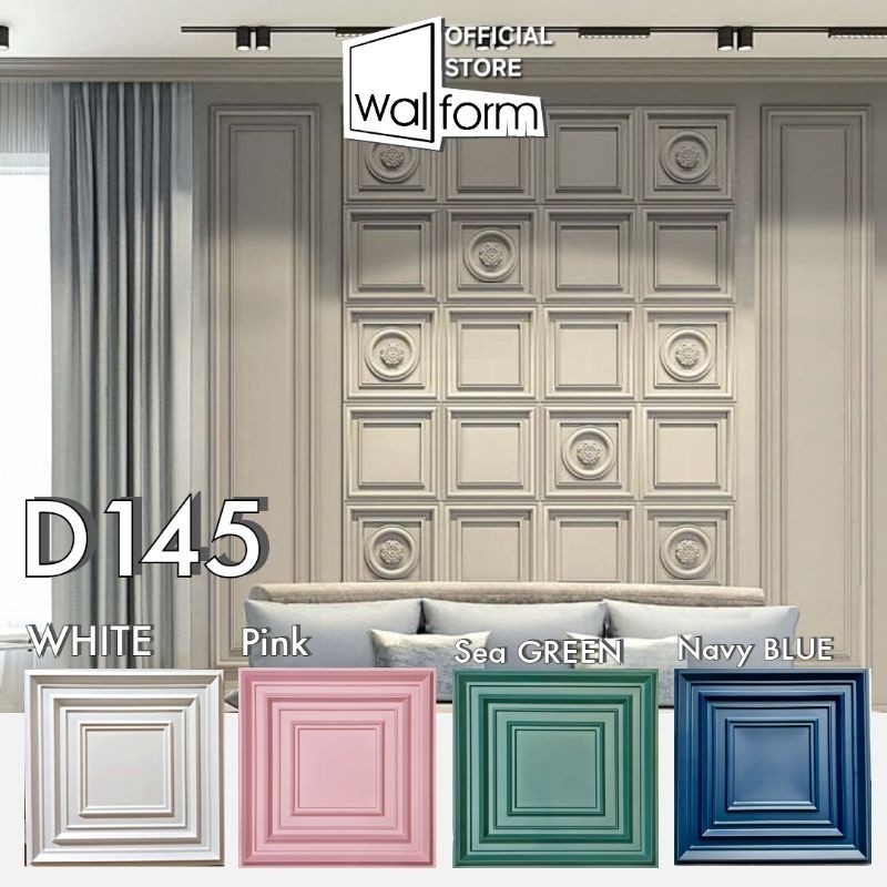 Jual D145 Frame Matte White 50cm, 3D Wall Panel Wallpanel Pvc | Shopee ...