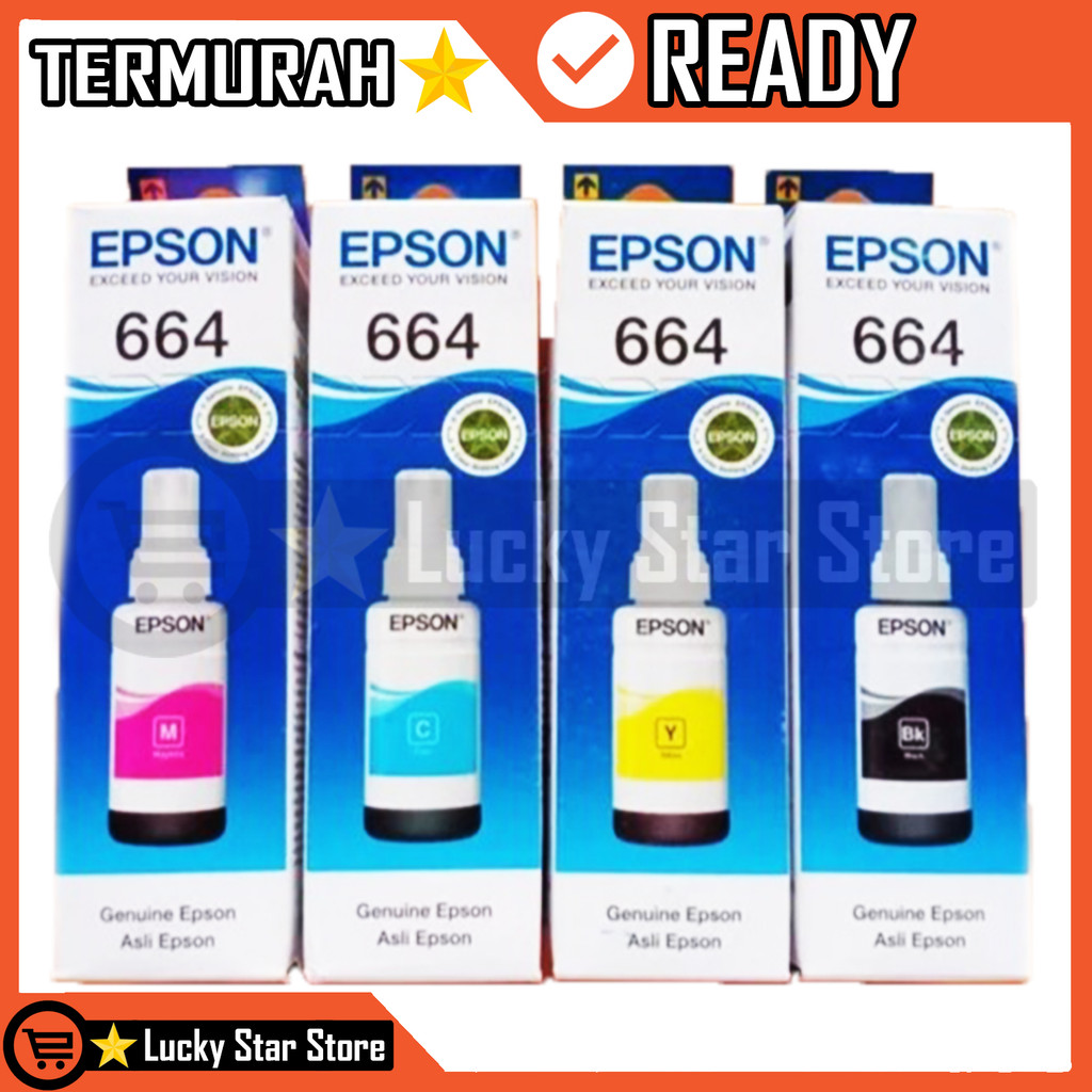 Jual Epson 664 Tinta Original Ori T664 1 Set Ink Refill Printer L100 ...