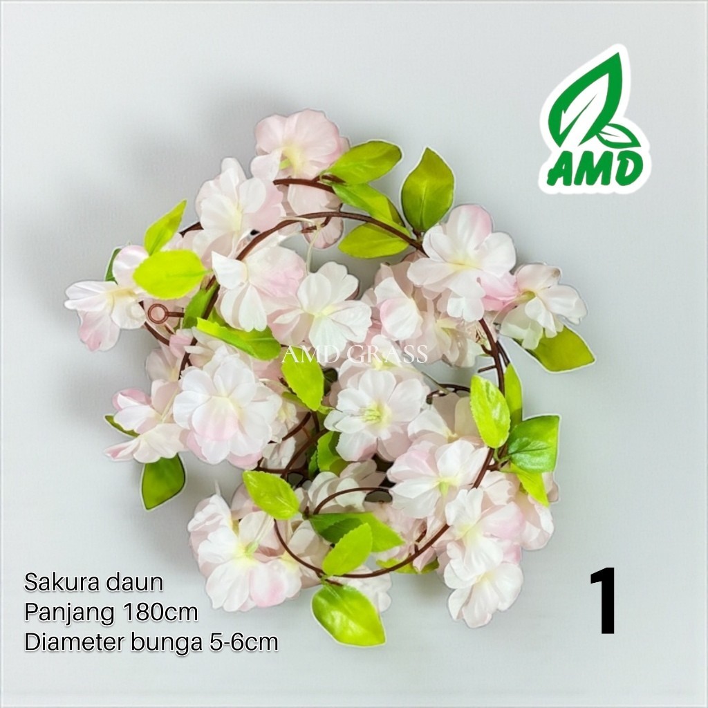 Jual AMD GRASS Bunga Sakura Rambat Plastik Berdaun Artificial Sintetis ...