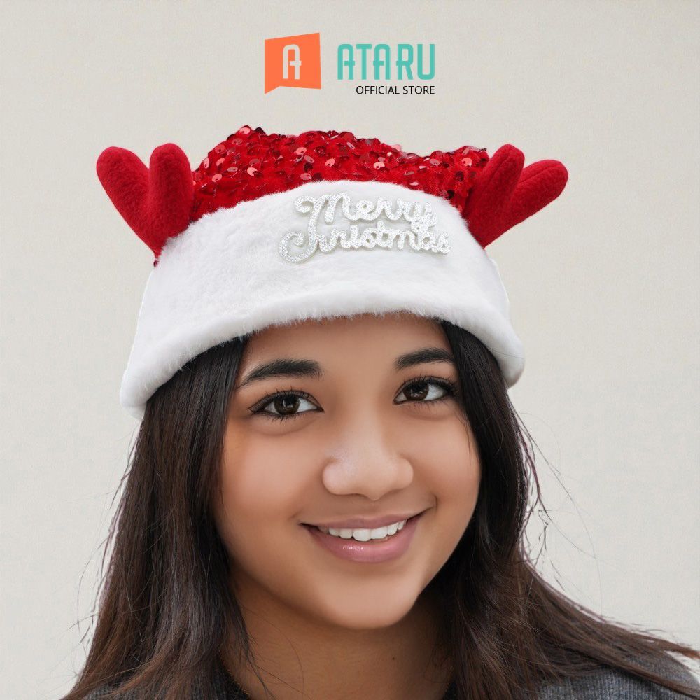 Jual Ataru Topi Santa Natal Christmas Classic 3D Ear - Merah Topi Santa ...