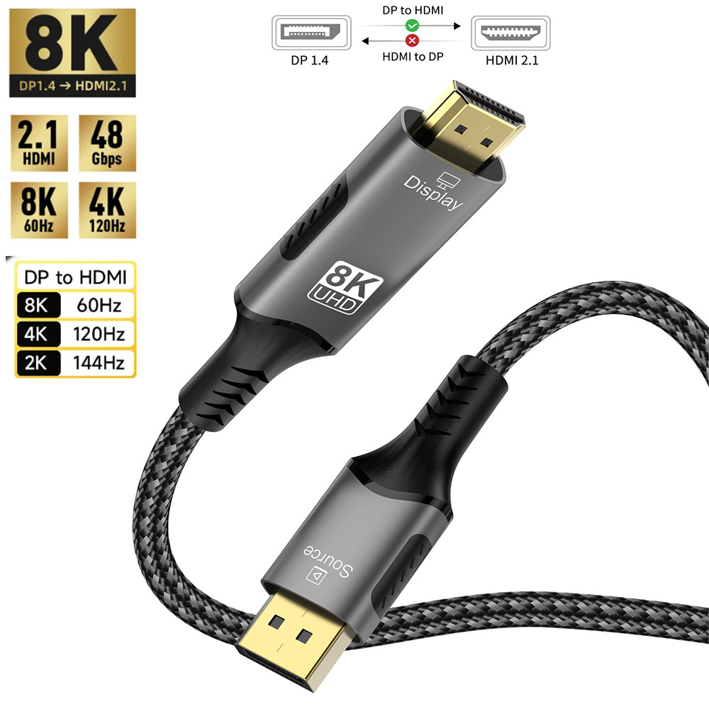 Jual 8K 60Hz DP to HDMI 2.1 compatible Cable DisplayPort to HD Adapter ...