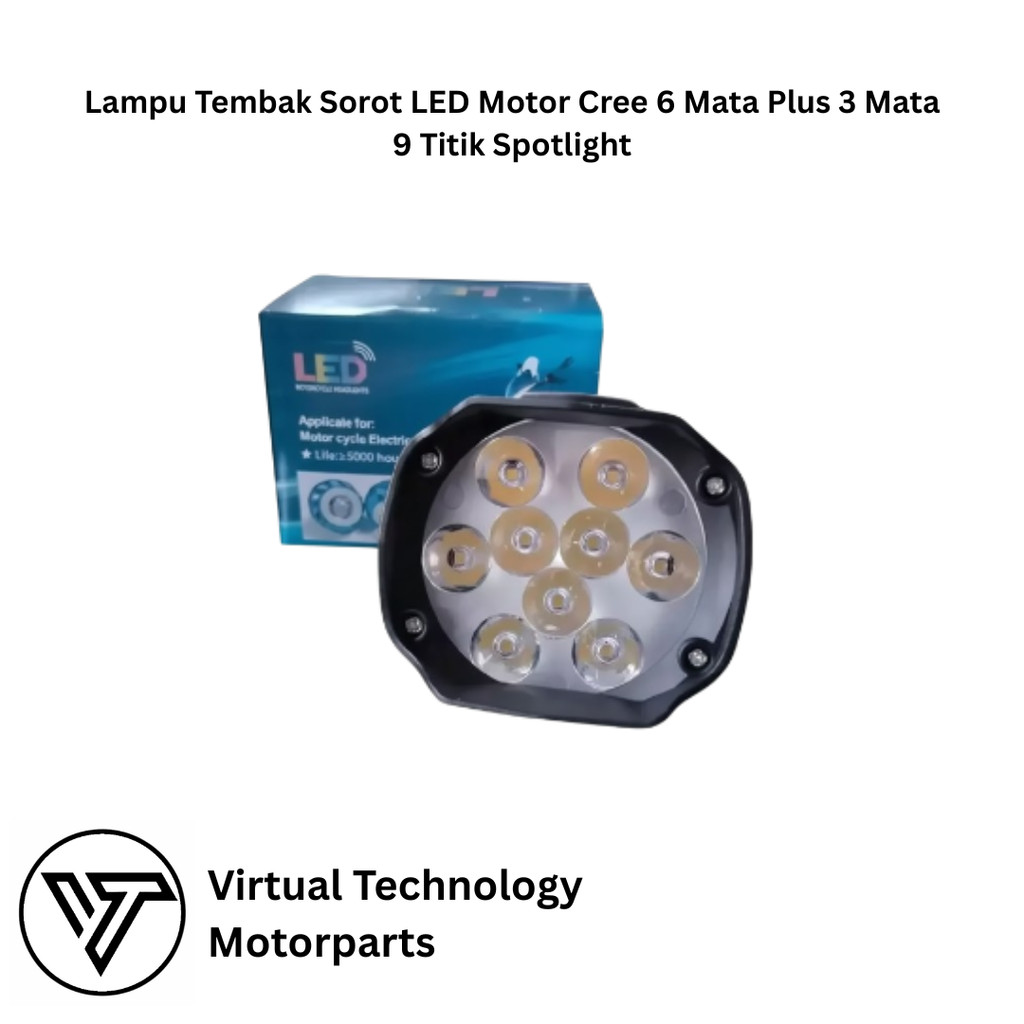 Jual Lampu Tembak Sorot LED Motor Cree 6 Mata Plus 3 Mata 9 Titik ...