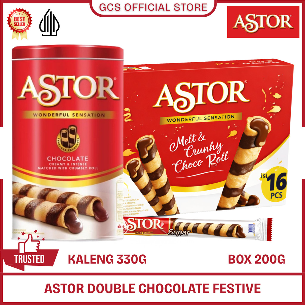 Jual Astor Kaleng Wafer Stick Creamy Double Chocolate Kaleng 330g ...