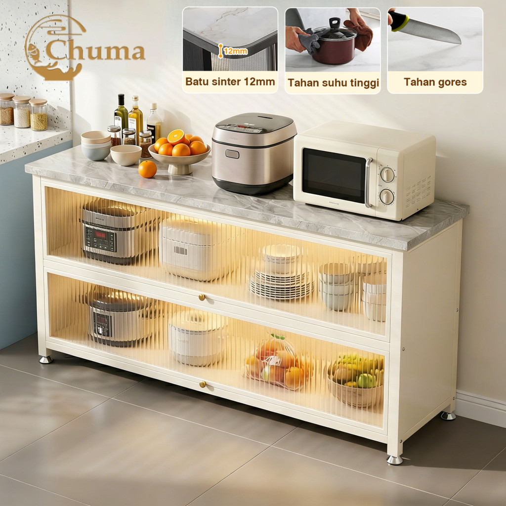 Jual Lemari Dapur Minimalis Sintered Stone+Besi Rak Dapur 80/100/120cm ...