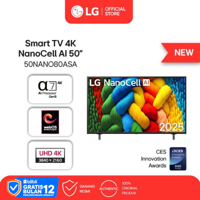Jual LG Smart TV 4K 50 Inci NanoCell AI 2025 - Alpha 7 4K AI Processor ...
