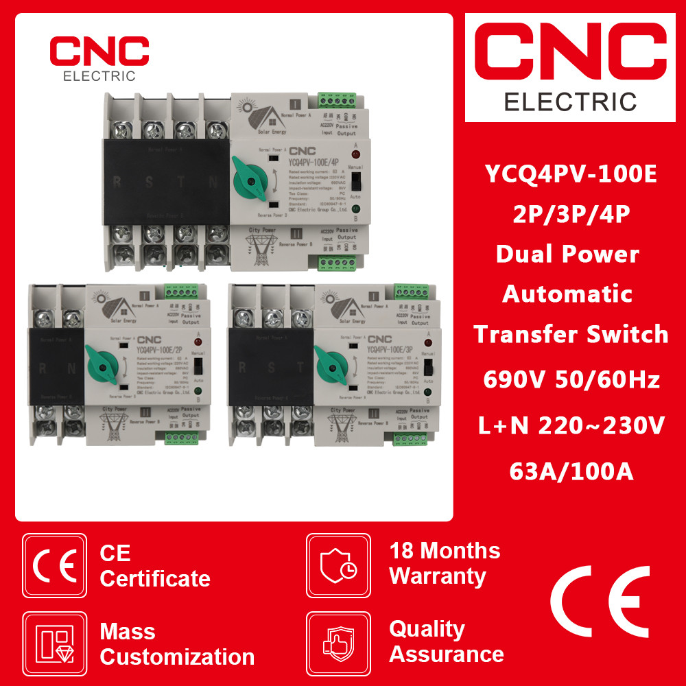 Jual CNC 2P Din Rail ATS PV Inverter Dual Power Automatic Transfer ...