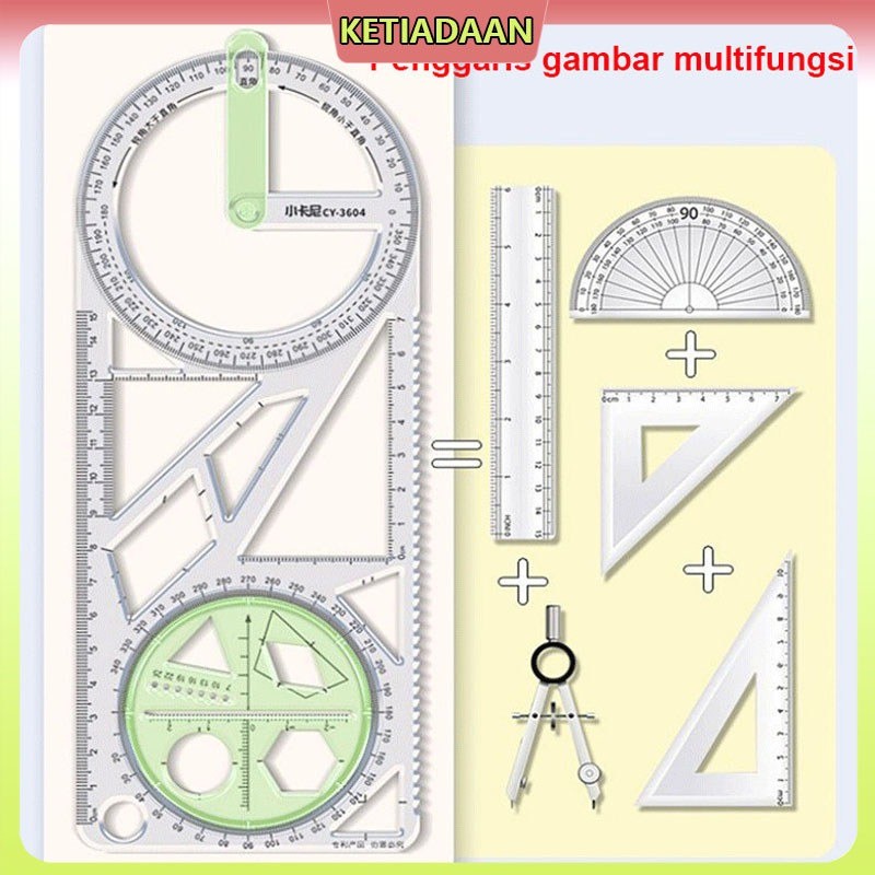 Jual [Ready-COD]Penggaris multifungsi/Busur derajat multifungsi/Alat ...
