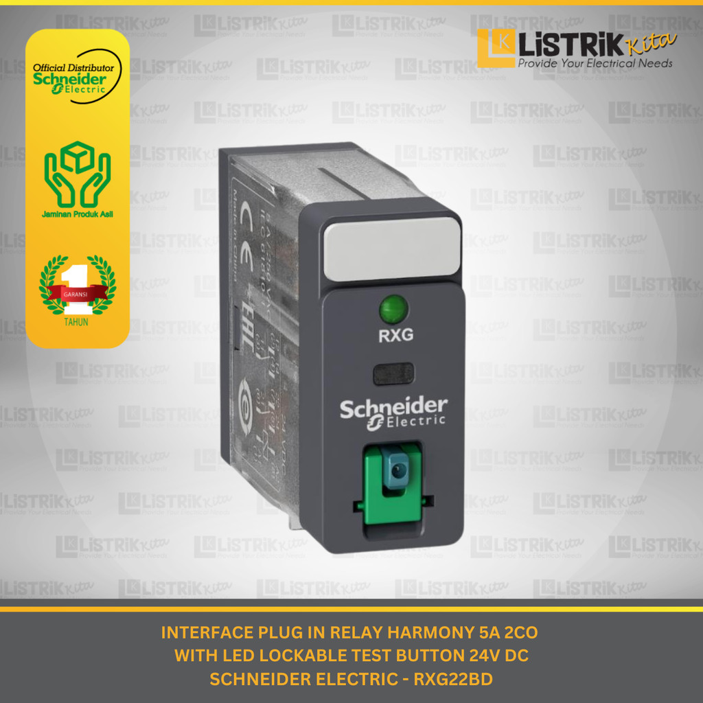 Jual INTERFACE PLUG IN RELAY HARMONY SCHNEIDER 5A 2CO WITH LED LOCKABLE ...