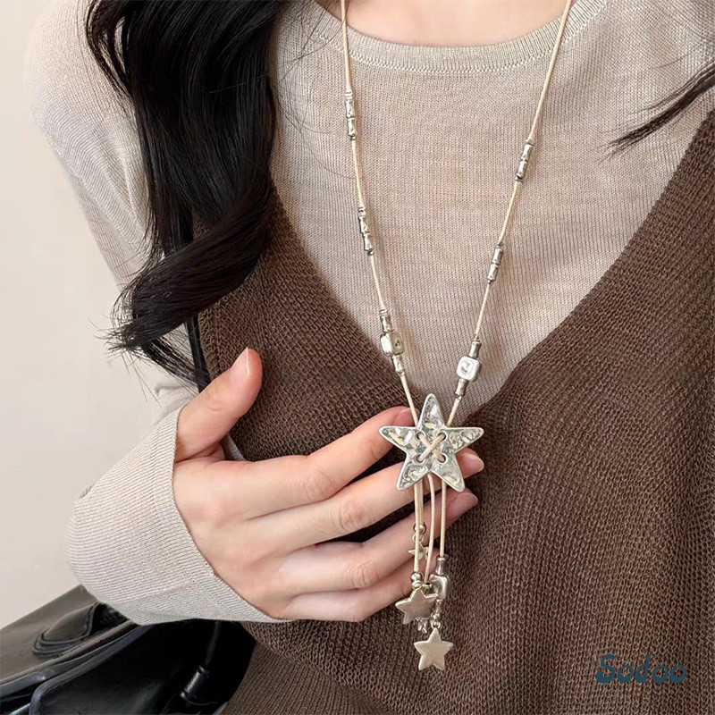 Jual [COD] Kalung Panjang Rumbai Bintang Retro Rantai Sweter Ceruk ...