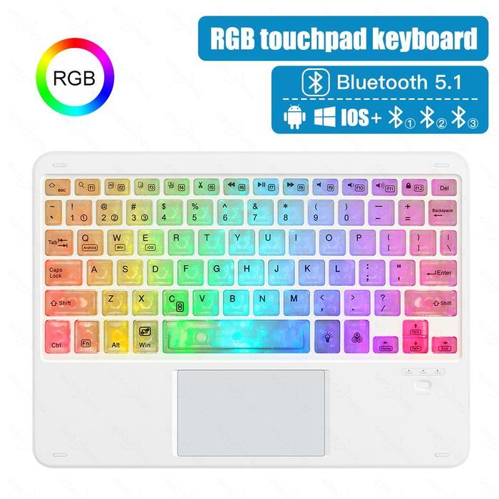 Jual GOOJODOQ RGB Backlit Wireless Bluetooth Keyboard And Mouse For ...