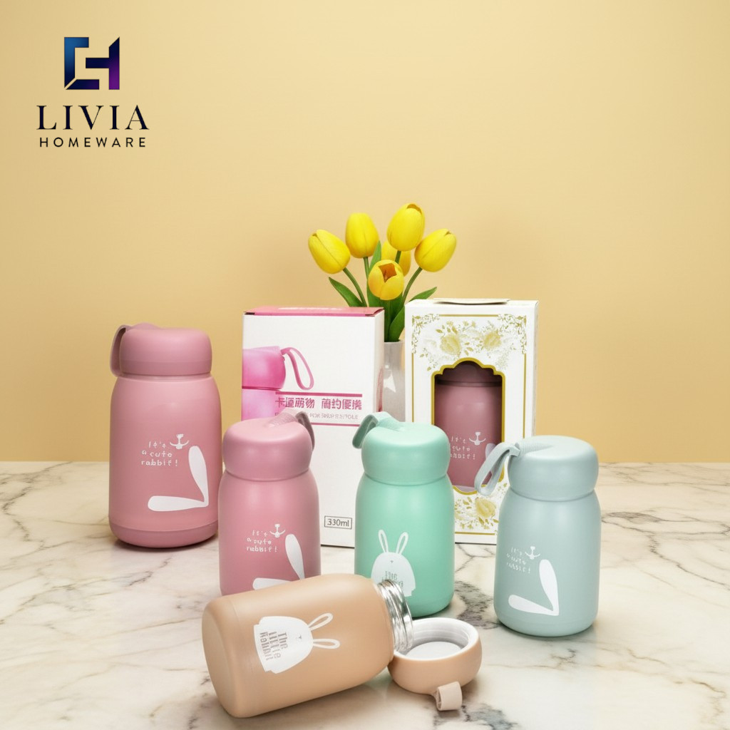 Jual Livia Homeware Promo Botol Minum Kaca Rabbit/ Kelinci Import ...