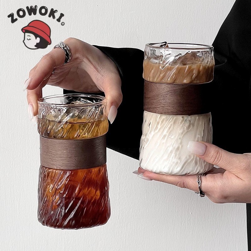 Jual ZOWOKI Gelas kopi matcha borosilikat / gelas kaca with bamboo ring ...