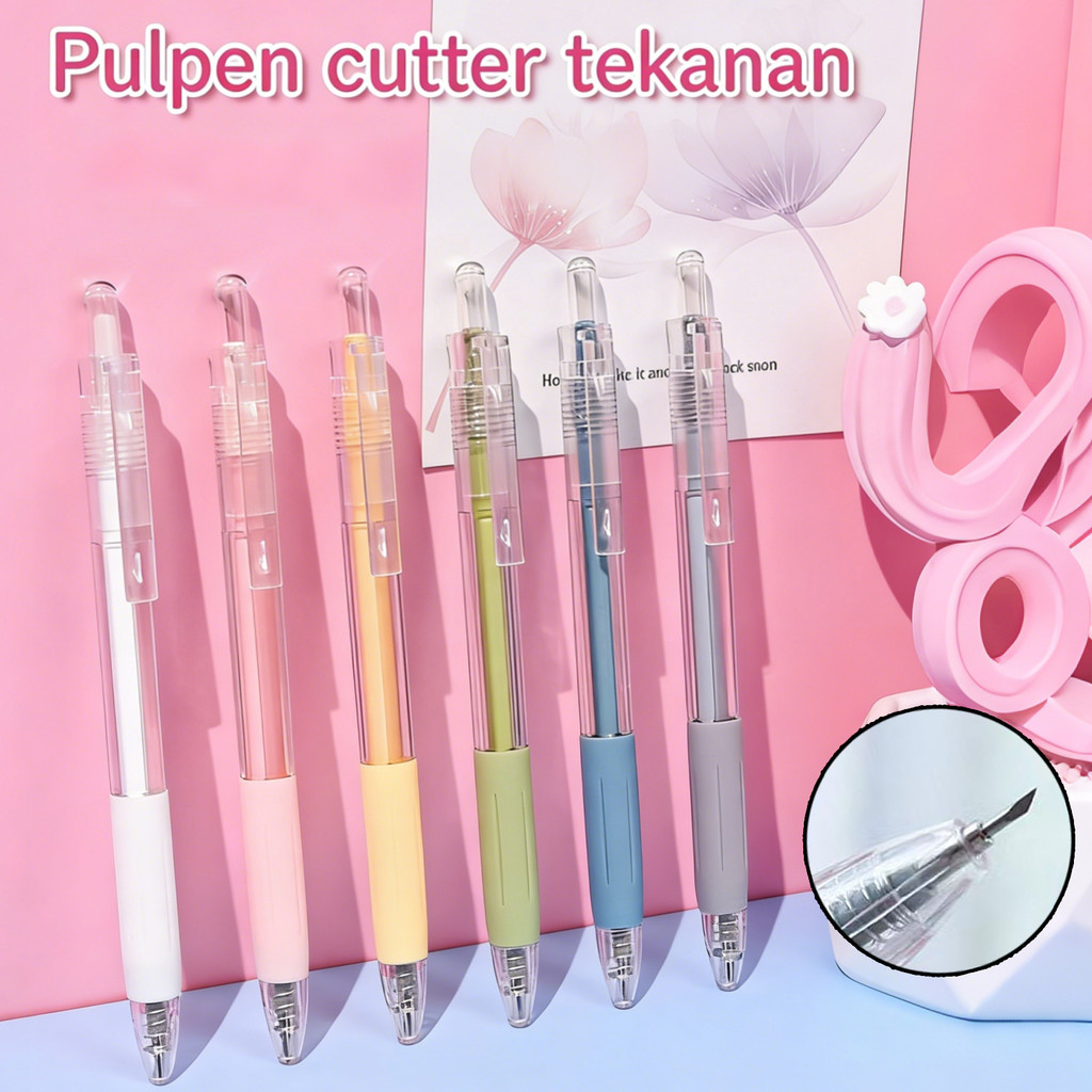 Jual Pen Cutter / Pulpen Pisau Mini Lucu, Mekanisme Tekan Aman untuk ...