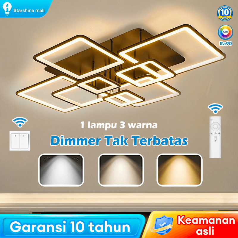 Jual Lampu Plafon LED 4 Kepala dengan 2800k-6000k Remote Control Cahaya ...