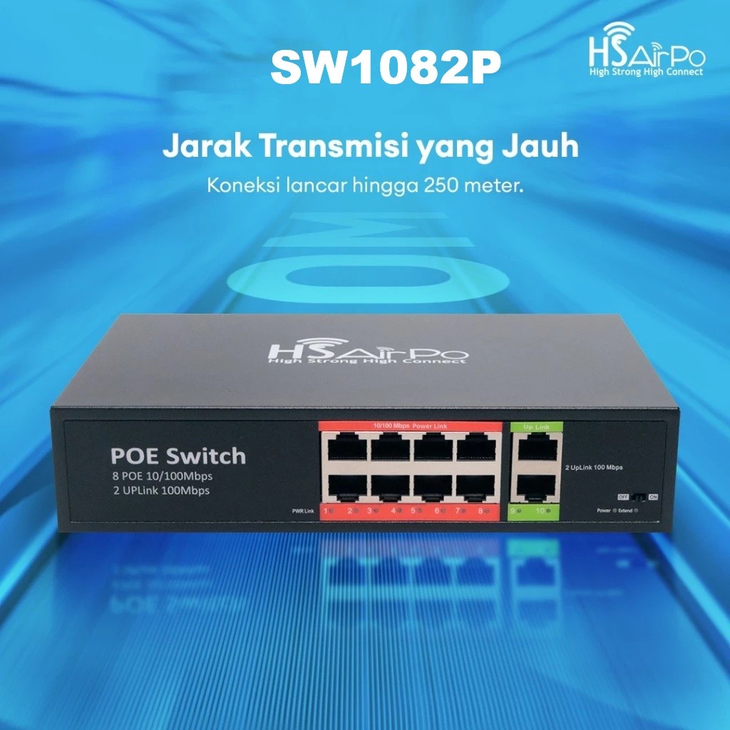 Jual HSAIRPO SW1082P POE Switch 8Port + 2Uplink 100Mbps 96W | Shopee ...