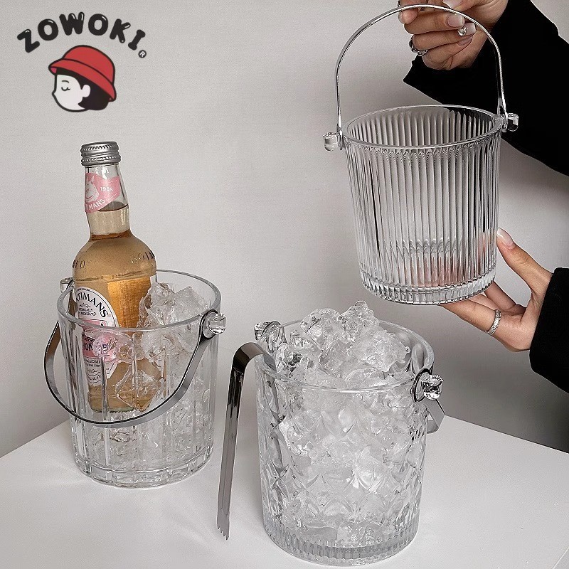 Jual ZOWOKI Glass Ice Bucket Tempat Es Batu Wadah Kaca Tebal Ember Es ...