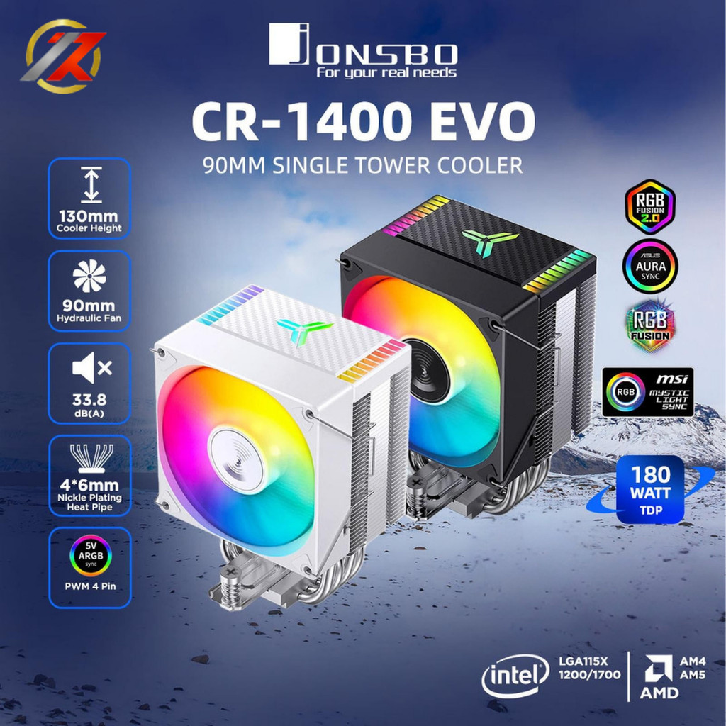 Jual JONSBO CR-1400 EVO ARGB (Intel/AMD Single Tower 90mm 4Heatpipe Air ...