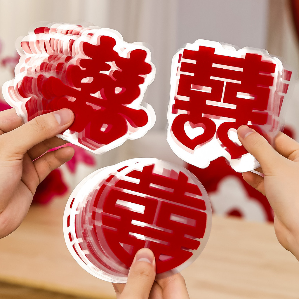 Jual Stiker Kaca Double happiness 10x10cm Wedding Sangjit Sticker Kaca ...