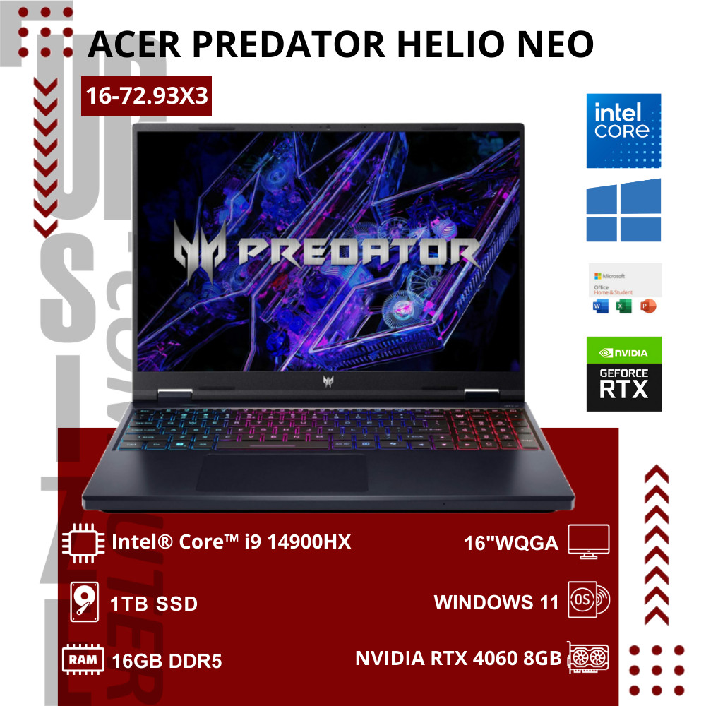 Jual ACER Predator Helios Neo 16 PHN16 72 93X3 Core i9 14900HX 16GB 1TB ...