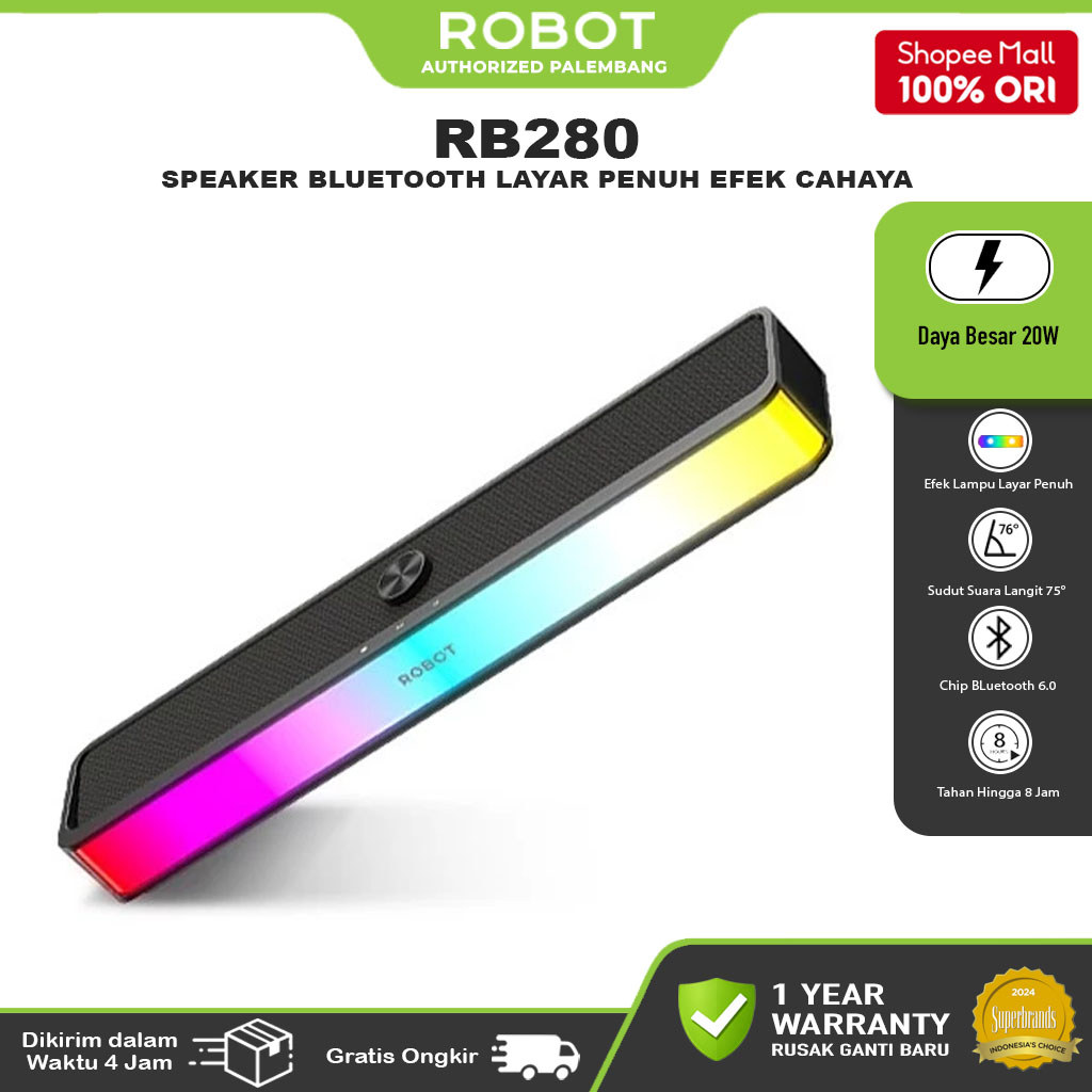Jual ROBOT Speaker Bluetooth Soundbar Computer TV 20W RGB Light Full ...