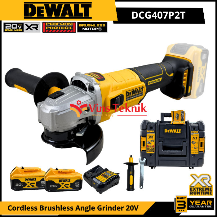 Jual DEWALT DCG407P2T Mesin Gerinda Baaterai Cordless Brushless Angle ...