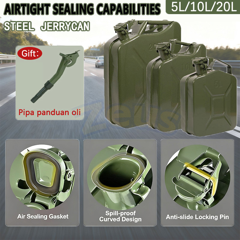 Jual [Ready]cod 5/10/20L JERIGEN BESI BENSIN SOLAR JERRYCAN CARBON ...
