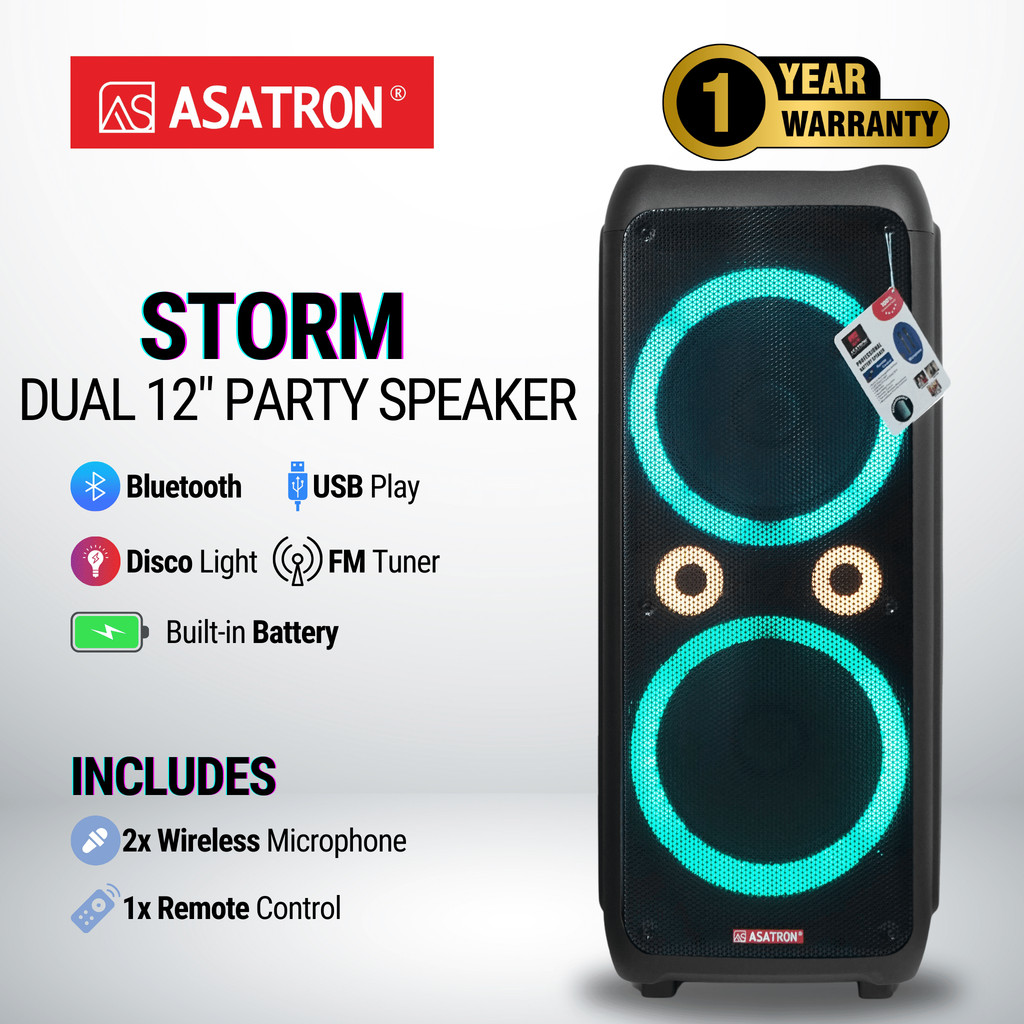Jual Asatron Storm Dual 12 Inch Bluetooth Party Speaker with 2 Wireless ...