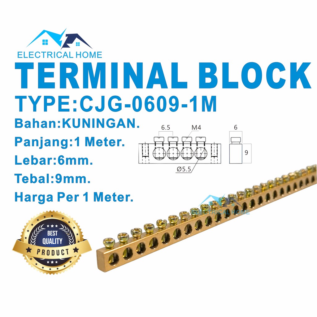 Jual Terminal Block Kabel Netral ( 1 METER ) 130 Baut / 0609-1M ...