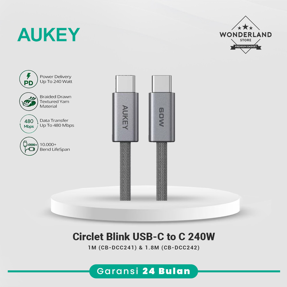 Jual Aukey Circle Blink Kabel Charger USB-C to USB-C 240W Fast Charge ...