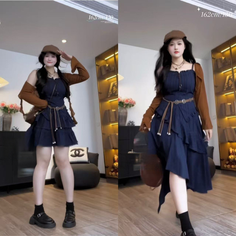 Jual Set gaun mini model halter-neck dan cardigan dengan gaya yang ...