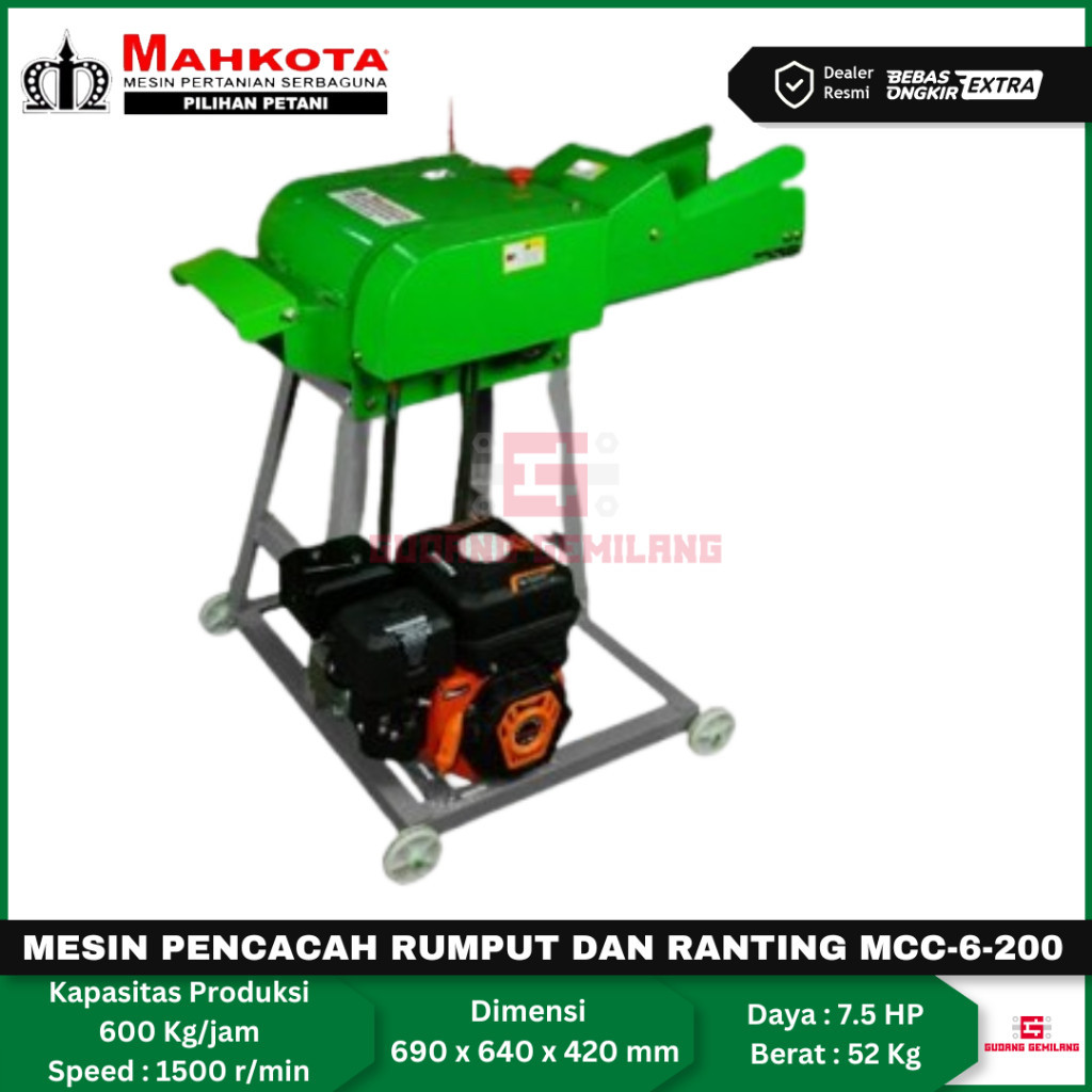 Jual Mesin Pencacah Rumput Dan Dahan Kayu Mahkota MCC 6-200 | Shopee ...