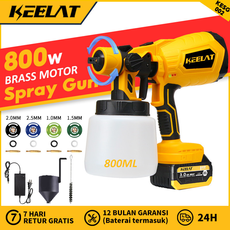 Jual KEELAT KESG002 800W Cordless Electric Spray Gun Alat Semprot Cat ...