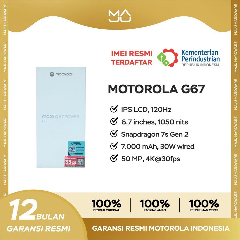 Jual Moto G67 Power 5G 8/256GB [Snapdragon7s Gen2, IP64 GG7i, 7000 mAh ...