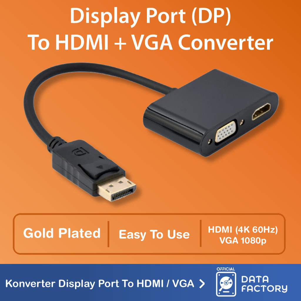 Jual Konverter Display port DP Male To HDMI + VGA Female Adapter ...